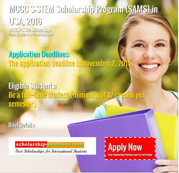 MCCC S- STEM Scholarship Program (SAMS), 2016