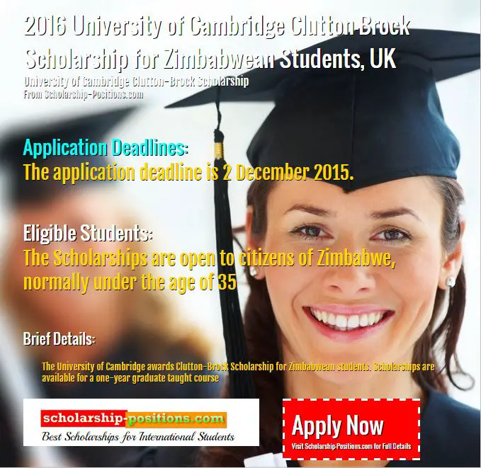 Clutton-Brock Scholarship for Zimbabweans, 2016
