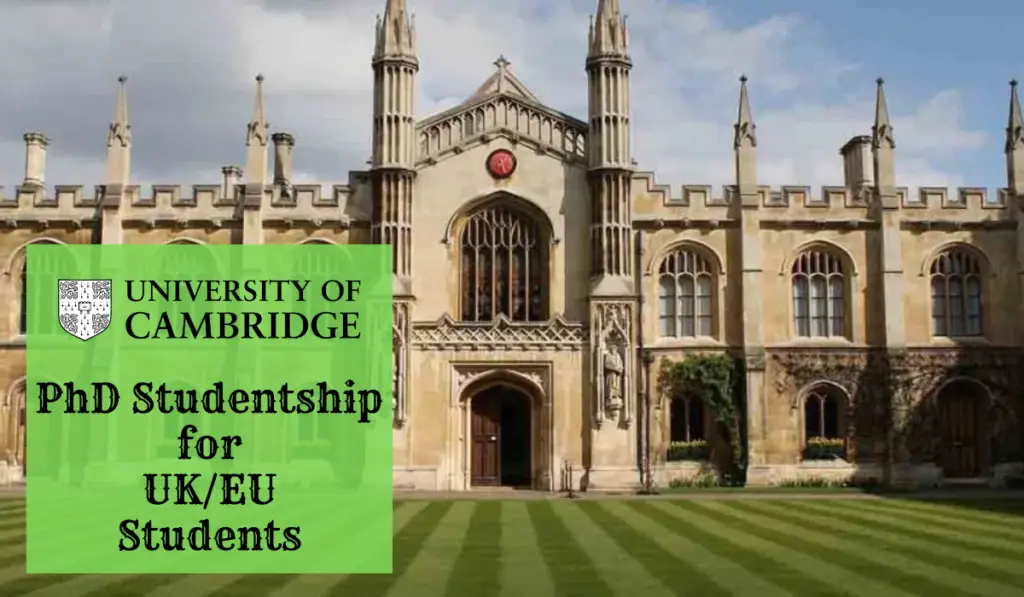 Cambridge Department of Engineering PhD Studentship